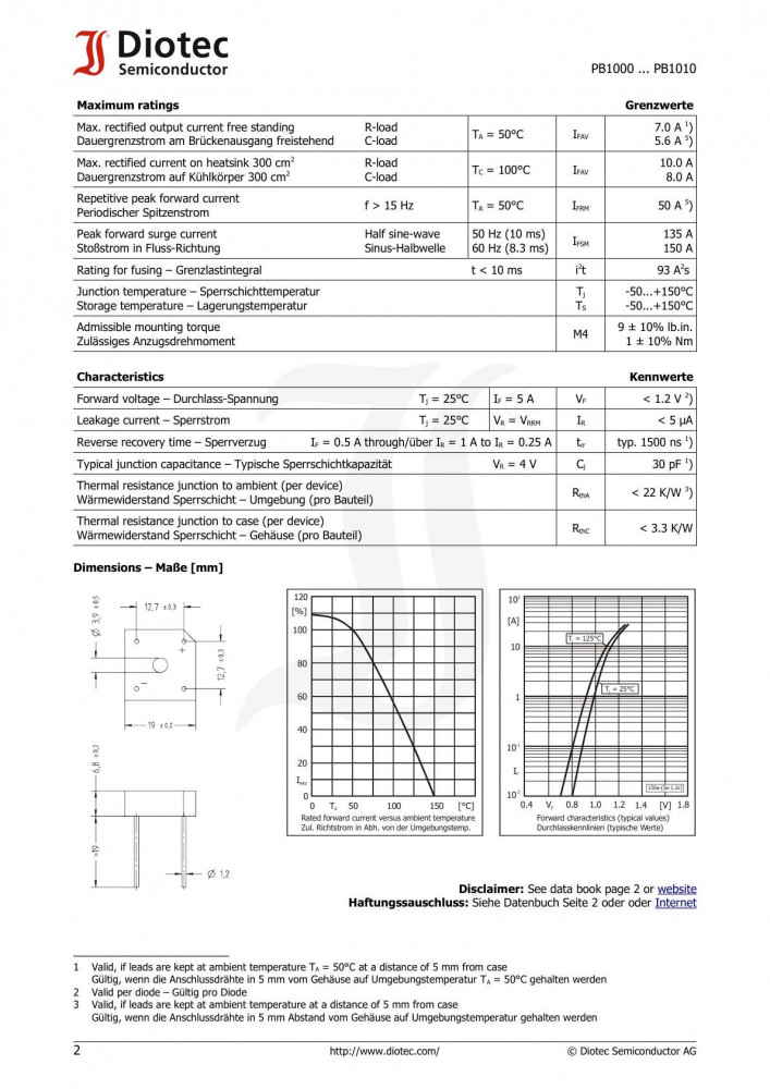 DIOTEC PB1000 datasheet page 2
