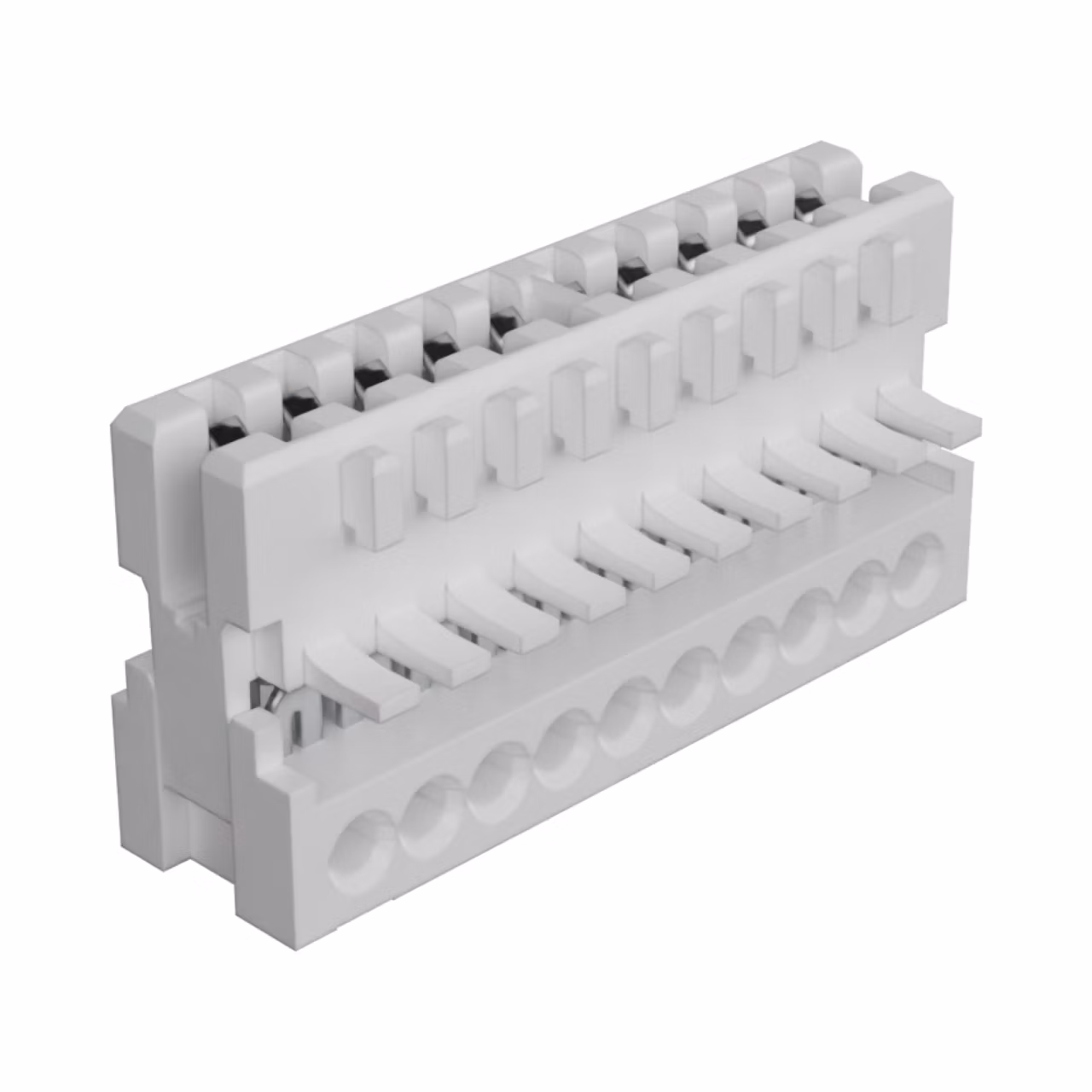 Appli-Mate RAST 2.5 IDT Housing, 2.50mm Pitch, Female, 10 Circuits, Position Keys A and K Removed, Open Endwalls, Polarizing Rib Between 5/6 for sale