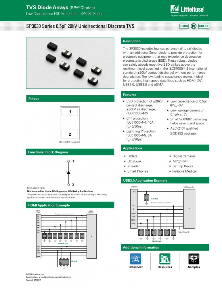 SP3030-01ETG datasheet page 1