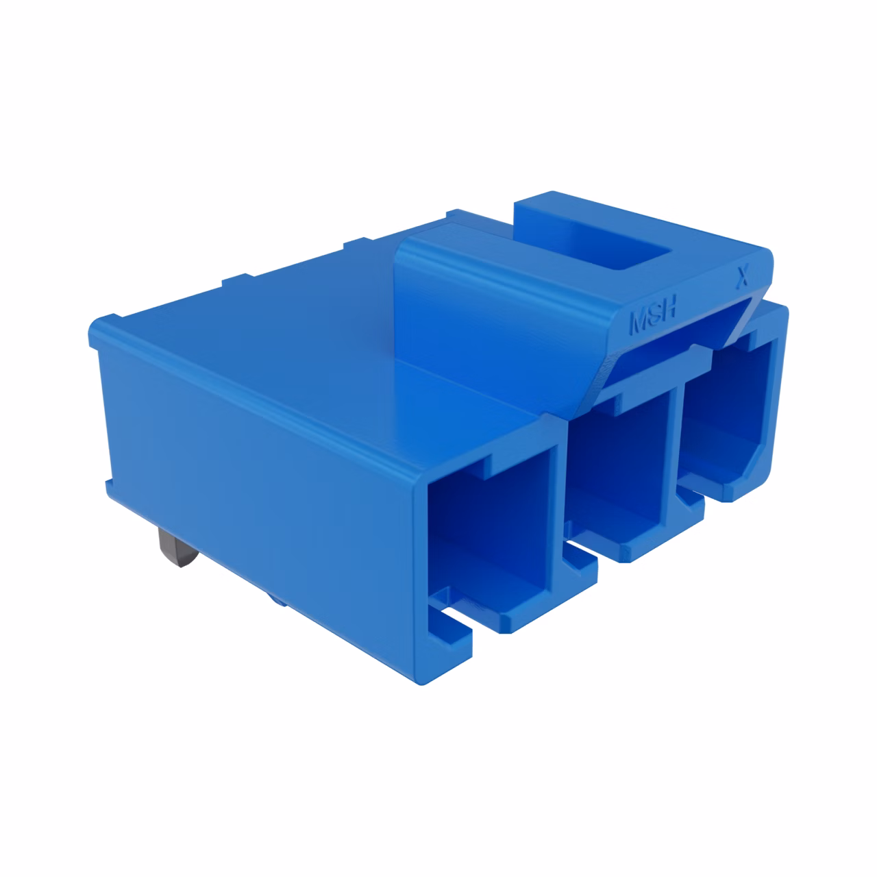 Mega-Fit ColorLock Right-Angle Header, 5.70mm Pitch, Single Row, 3 Circuits, Matte Tin (Sn) Plating, Glow-Wire Capable, Tray, Blue for sale