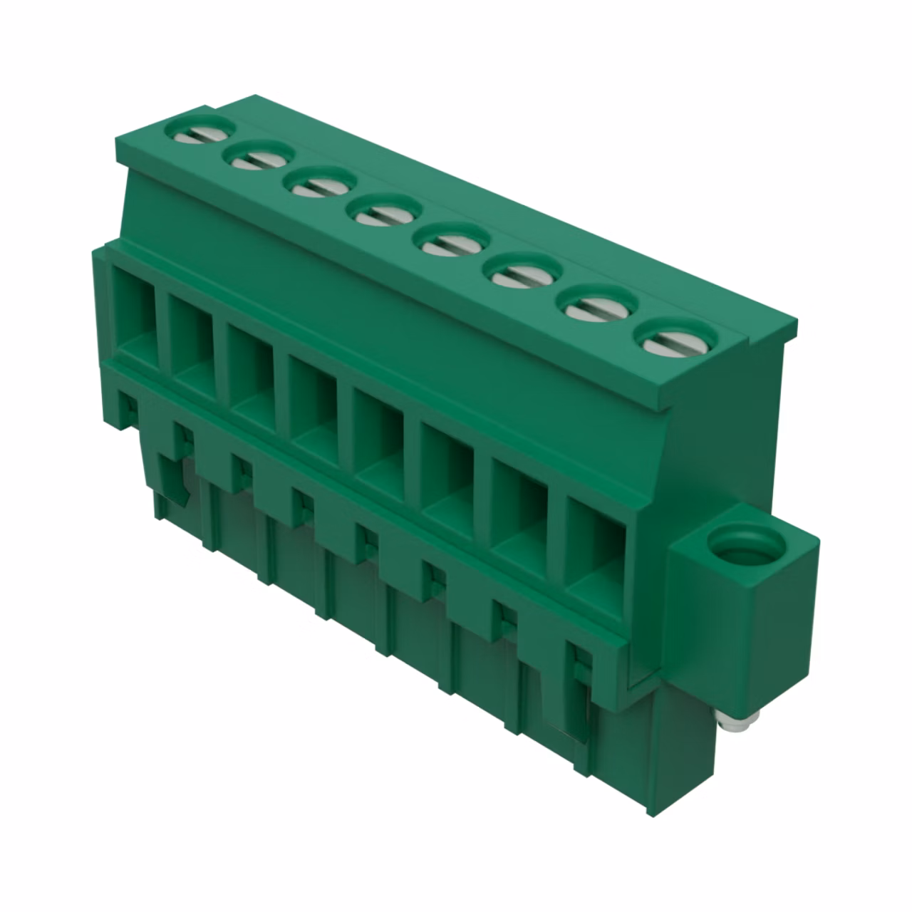 5.00mm Pitch Eurostyle Vertical Plug, with Retention Screws, Front Wire Entry, Green Housing, 8 Circuits for sale