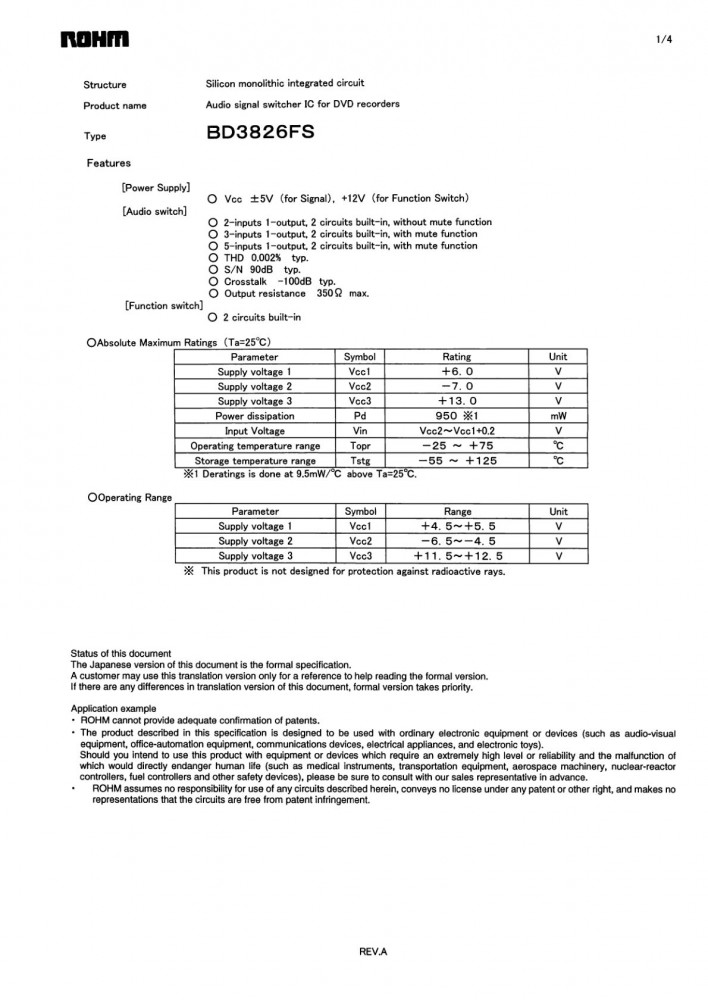 BD3826FS-E2 datasheet page 1