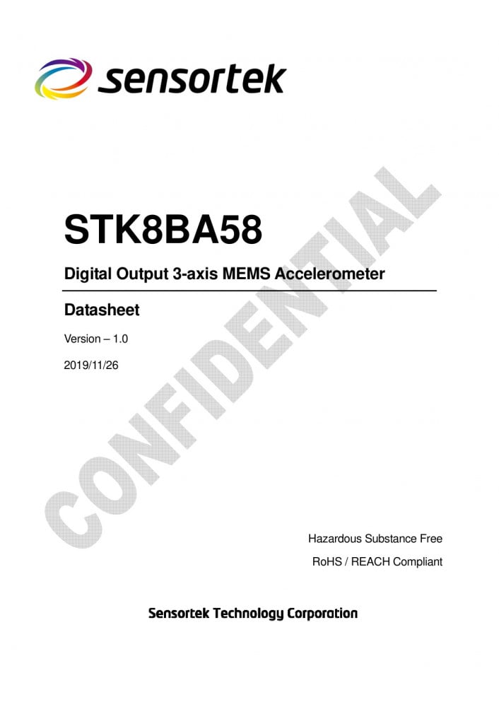 STK8BA58 datasheet page 1