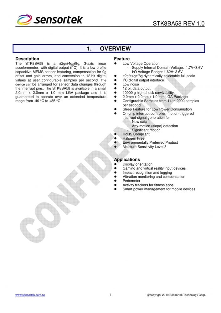 STK8BA58 datasheet page 2