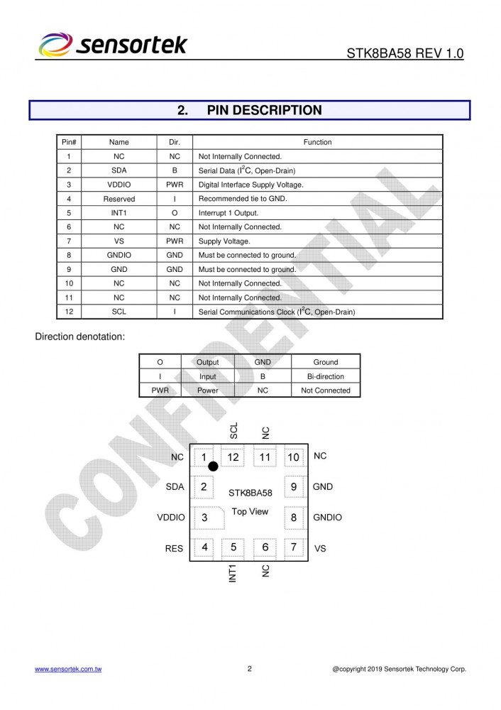 STK8BA58 datasheet page 3