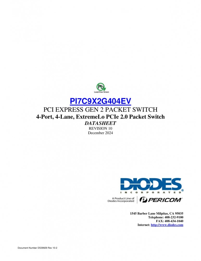 PI7C9X2G404EV datasheet page 1