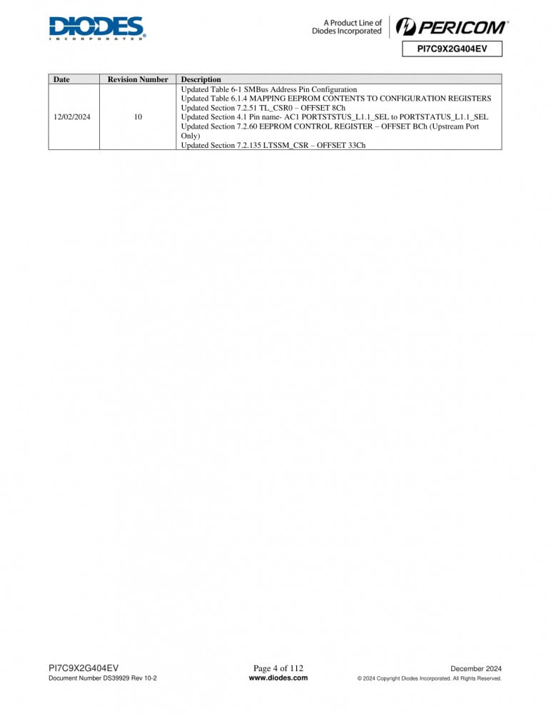 PI7C9X2G404EV datasheet page 4