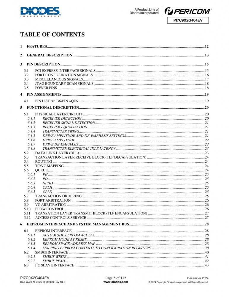PI7C9X2G404EV datasheet page 5