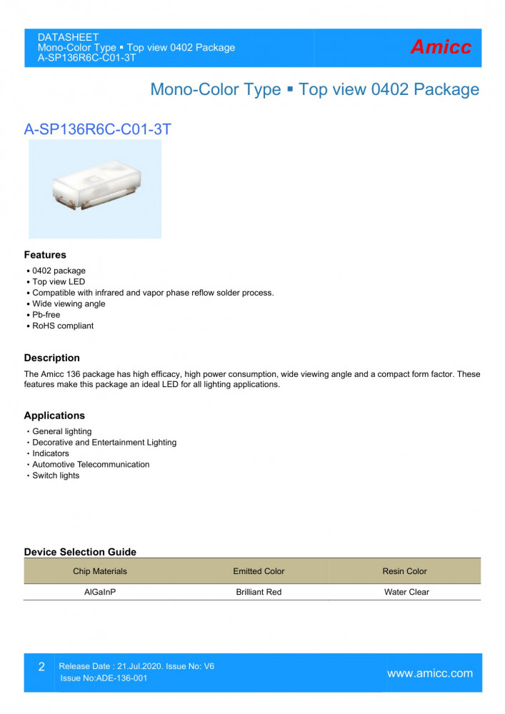 A-SP136R6C-C01-3T datasheet page 2
