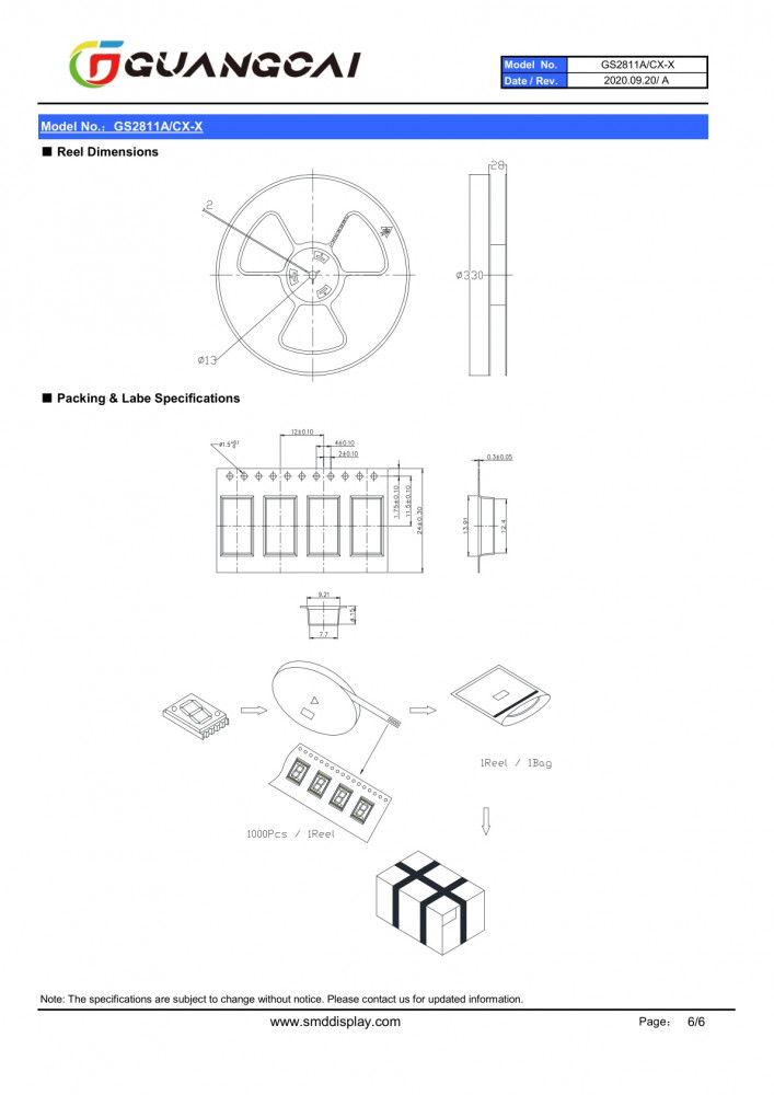 GS2811AG-G reel and packing information