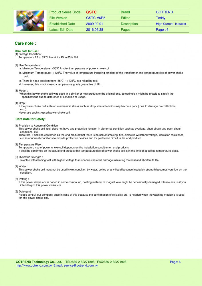 Gotrend GSTC datasheet page 5