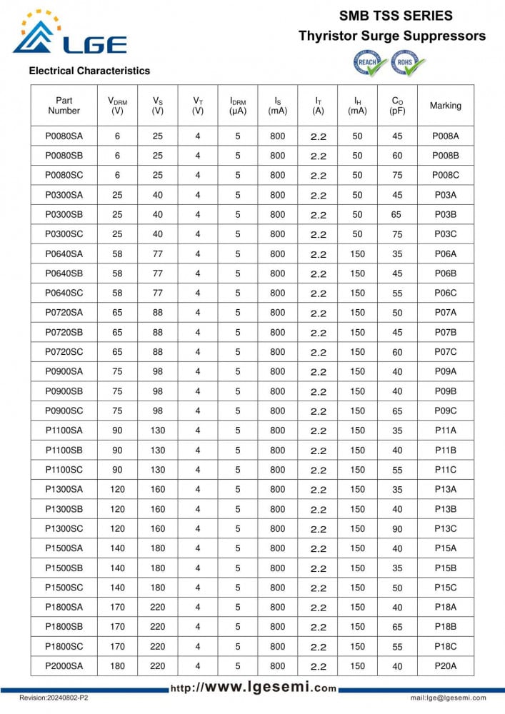 LGE P2600SC datasheet page 2