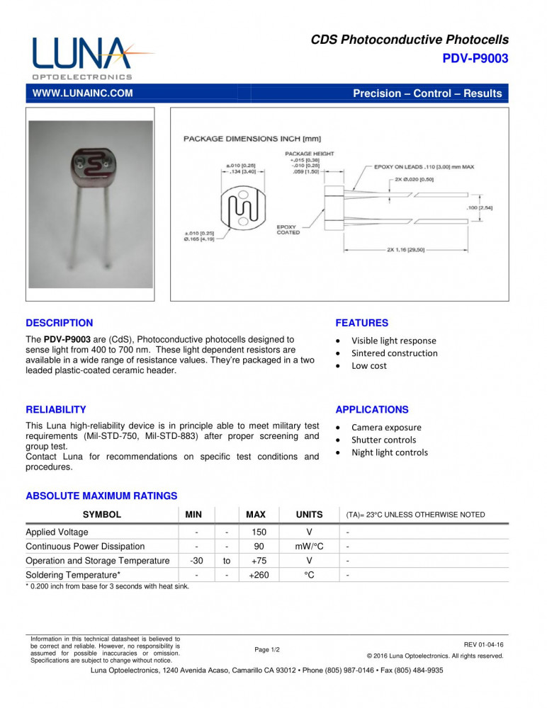 PDV-P9003 technical document page 1