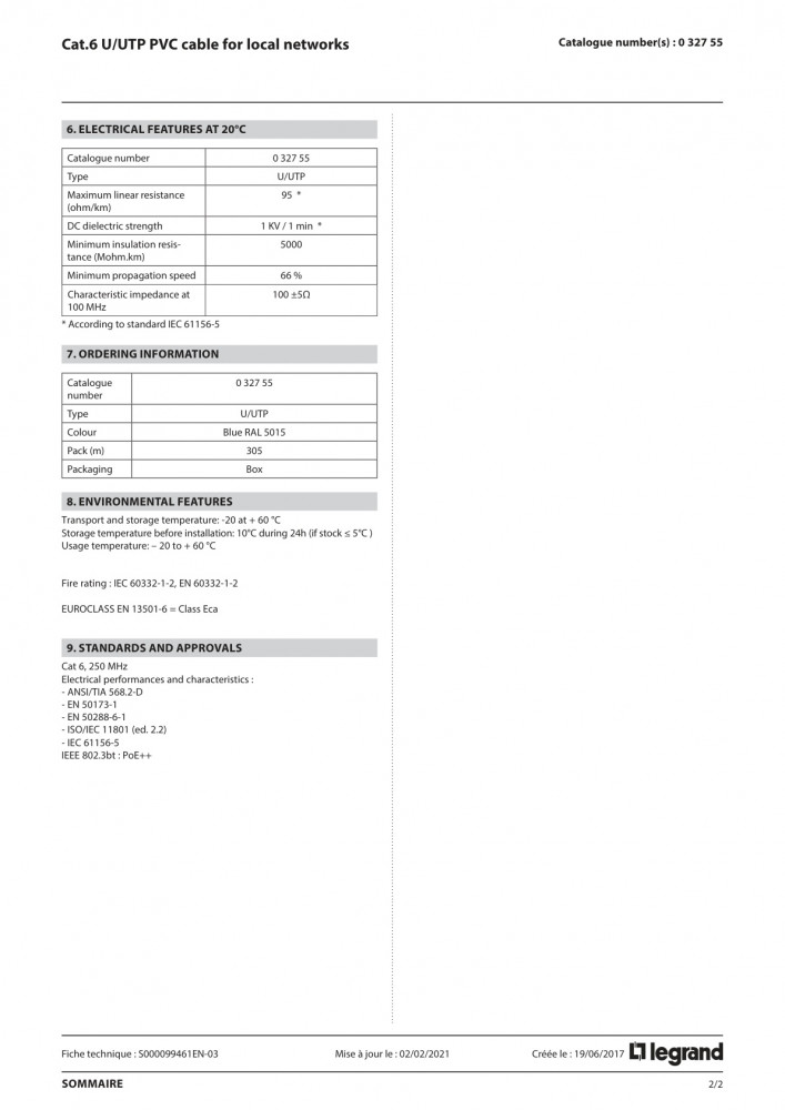 Legrand 032755 technical document, page 2