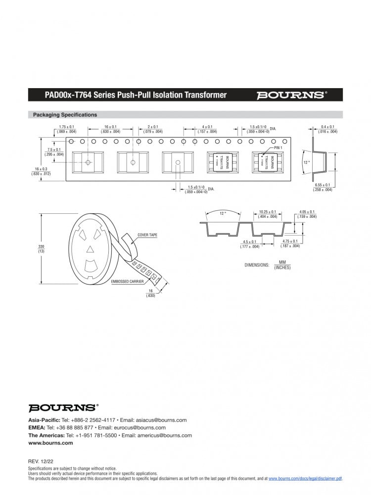 Bourns PAD001-T764117S datasheet page 3
