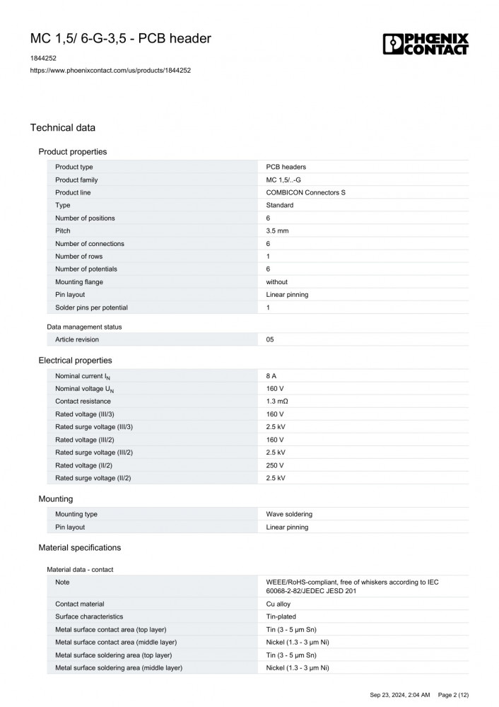Phoenix Contact 1844252 technical document page 2