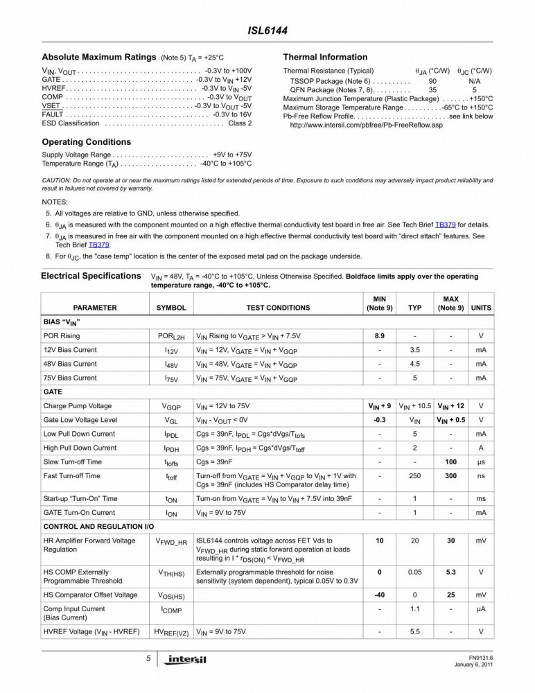 ISL6144IV datasheet page 5