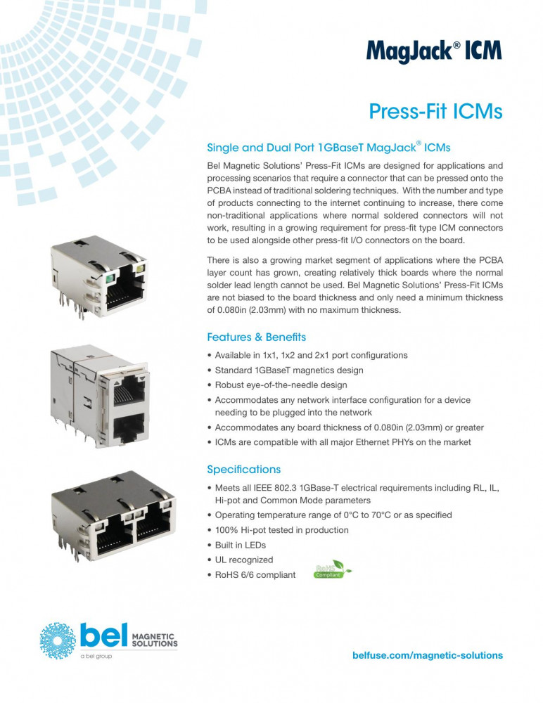 Bel Fuse 1840572-7 technical document page 1