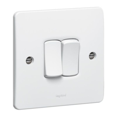 Synergy™ - Single pole switch - 2 gang - 1 way - 10 AX 250 V~ - White for sale