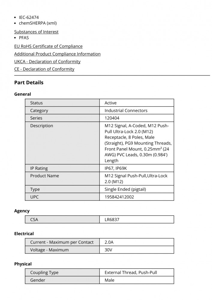 Product specification page 2