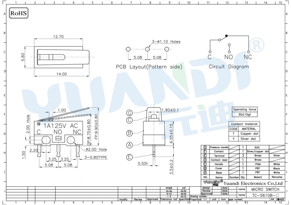TC-5610B-Y technical document page