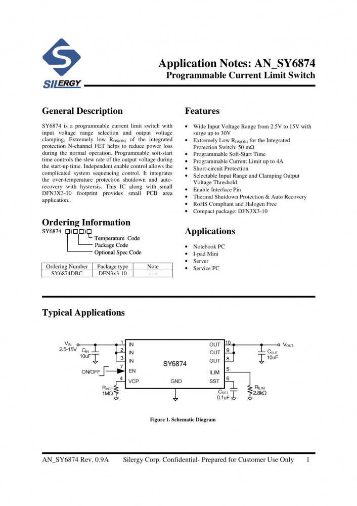 SY6874DBC datasheet page 1