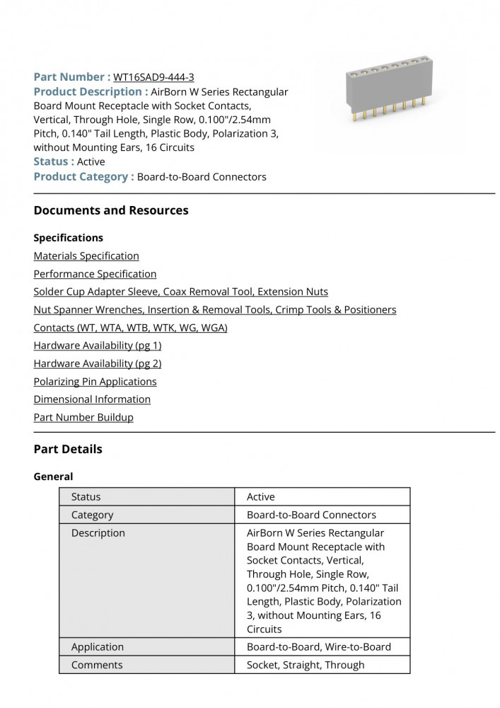 MOLEX AirBorn W Series technical document page 1