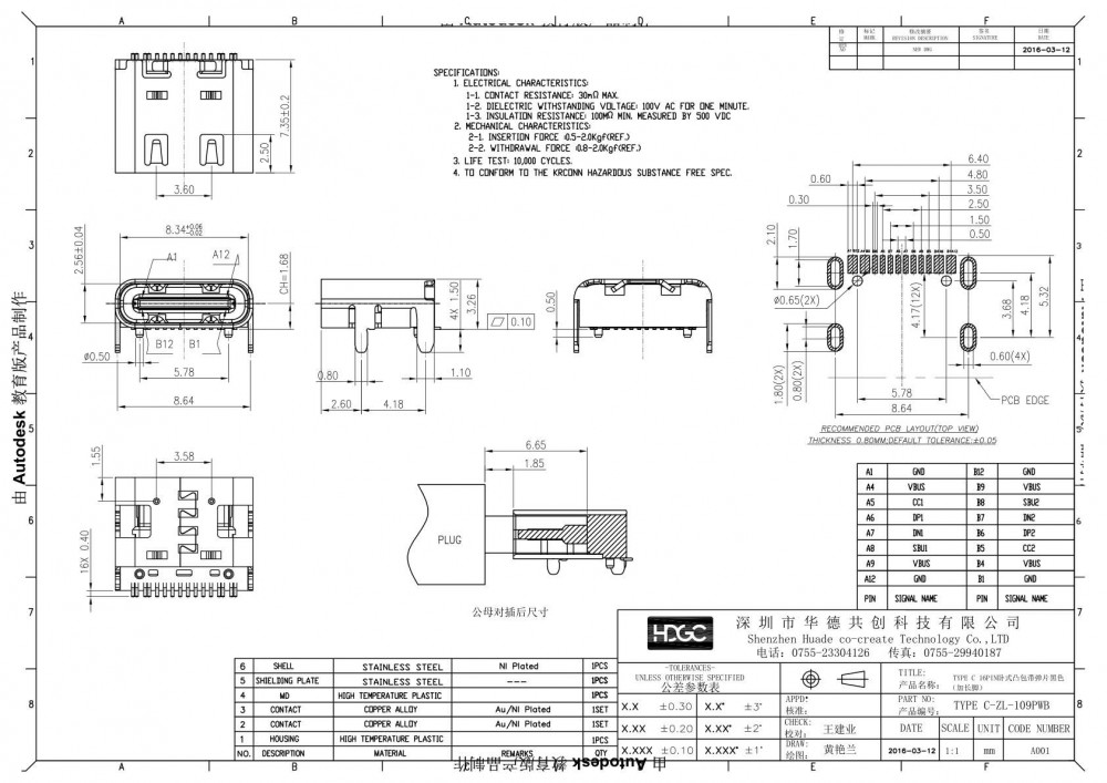 TYPE C-ZL-109PWB technical document preview