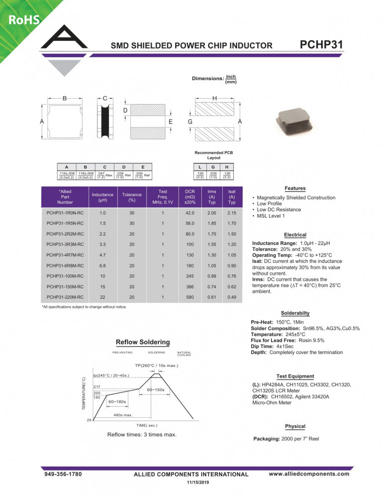 PCHP31 series technical document page 1