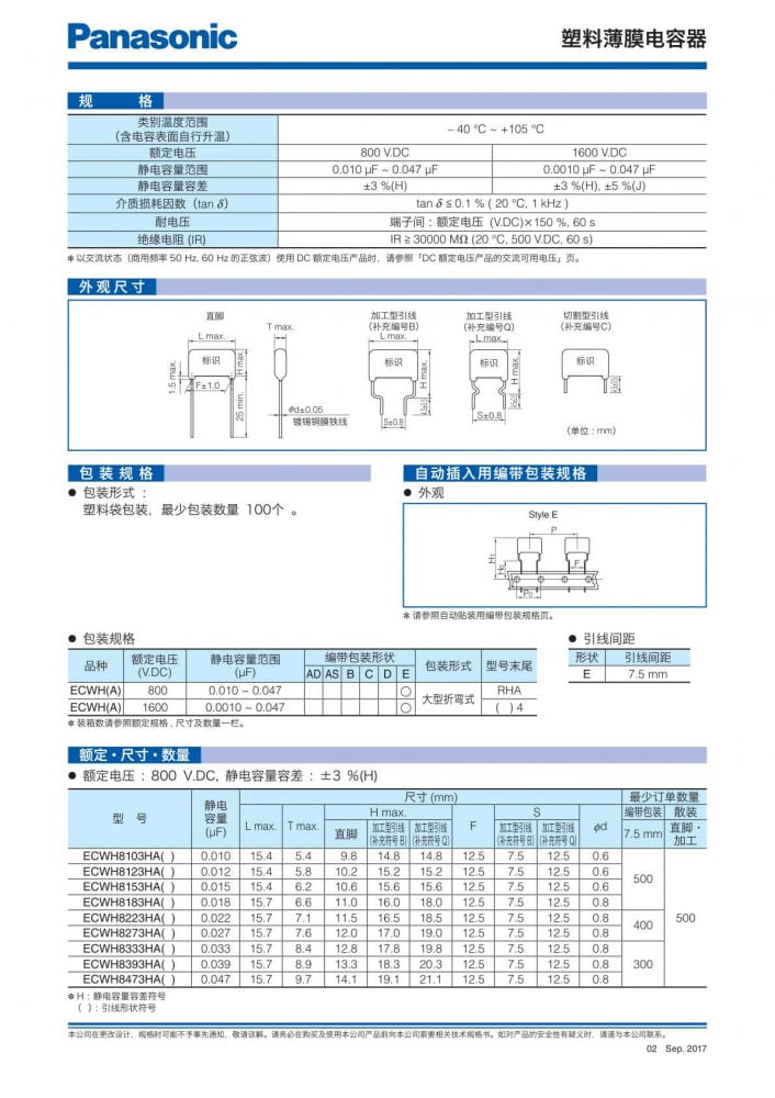 PANASONIC ECWH(A) datasheet page 2