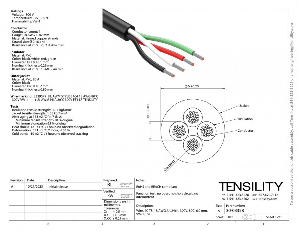 Tensility International 30-03358 product drawing