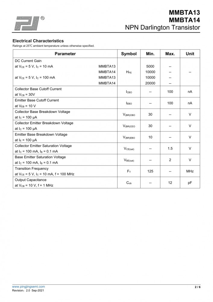 MMBTA13 datasheet page 2