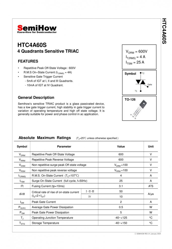 HTC4A60S technical document page 1