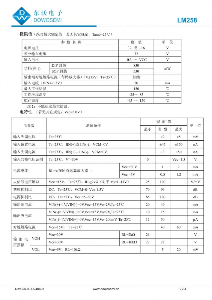 LM258-DW datasheet page 2