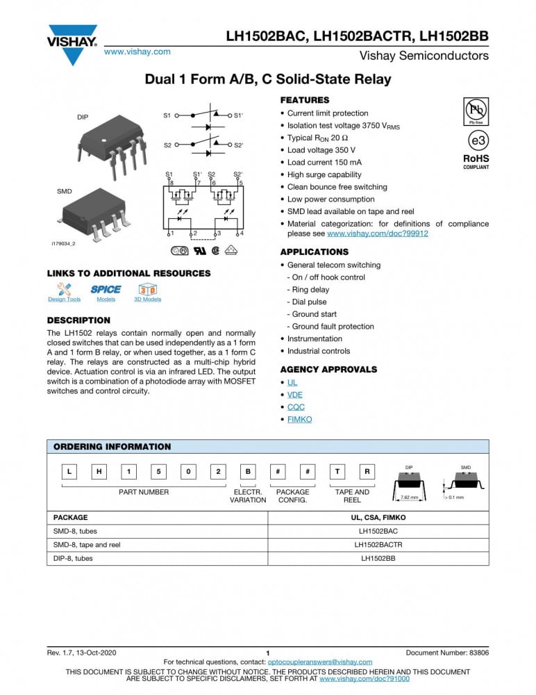 LH1502 datasheet page 1