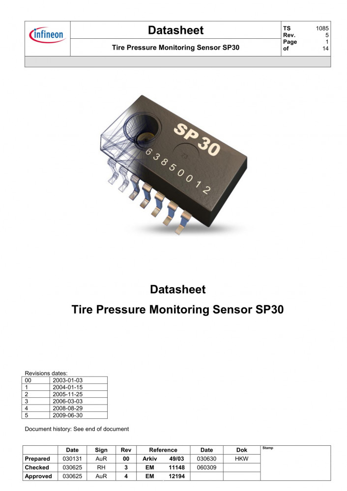 SP30 datasheet page 1