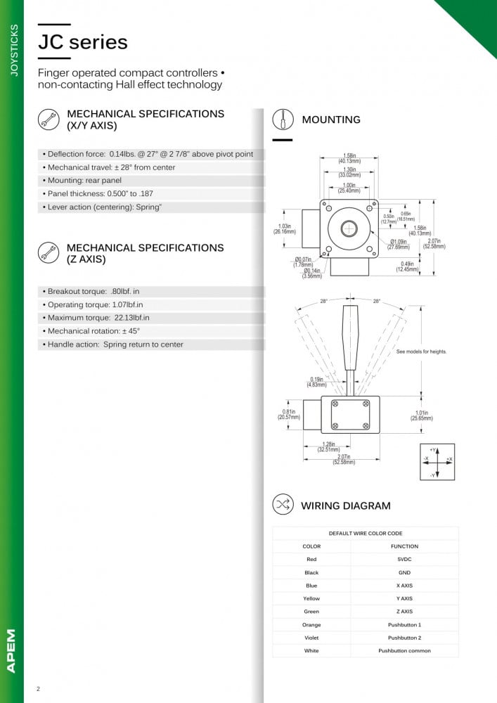 APEM JC series technical document page 2