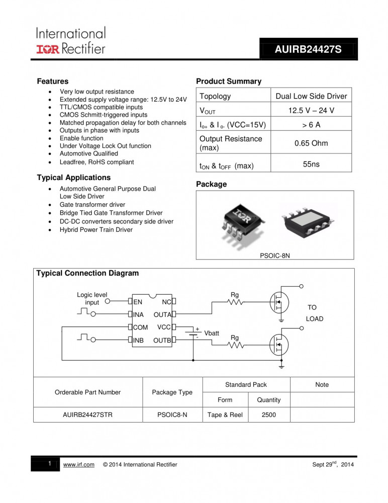 AUIRB24427STR datasheet page 1