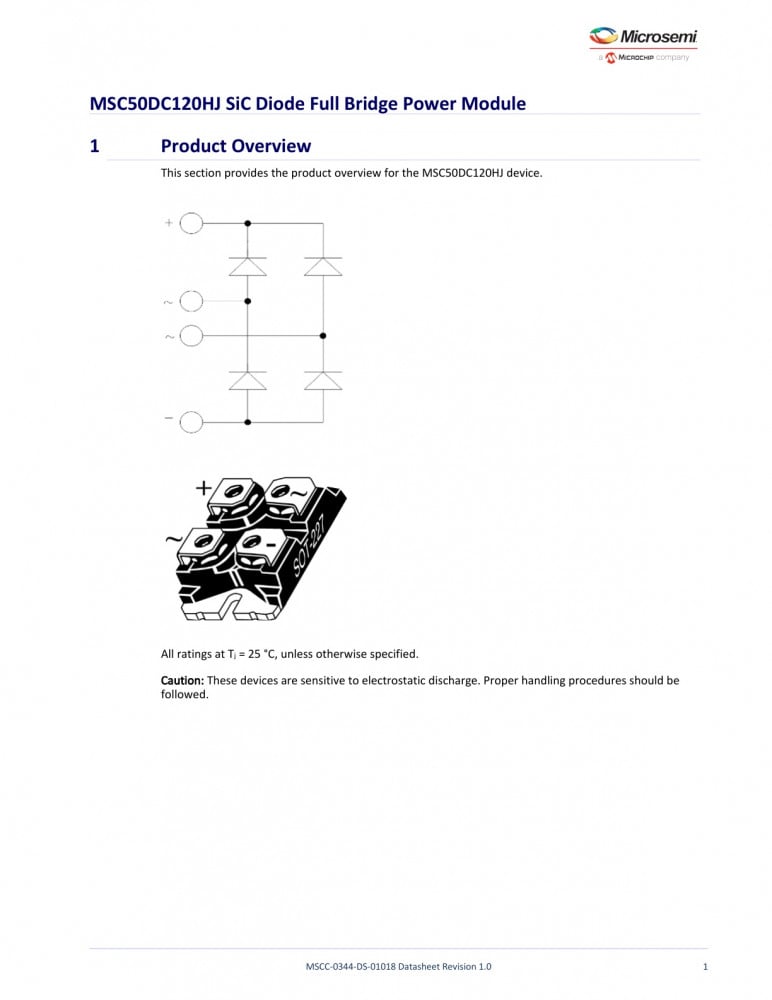 MSC50DC120HJ datasheet page 1