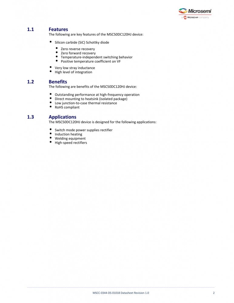 MSC50DC120HJ datasheet page 2