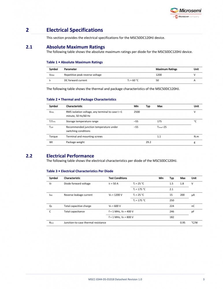 MSC50DC120HJ datasheet page 3