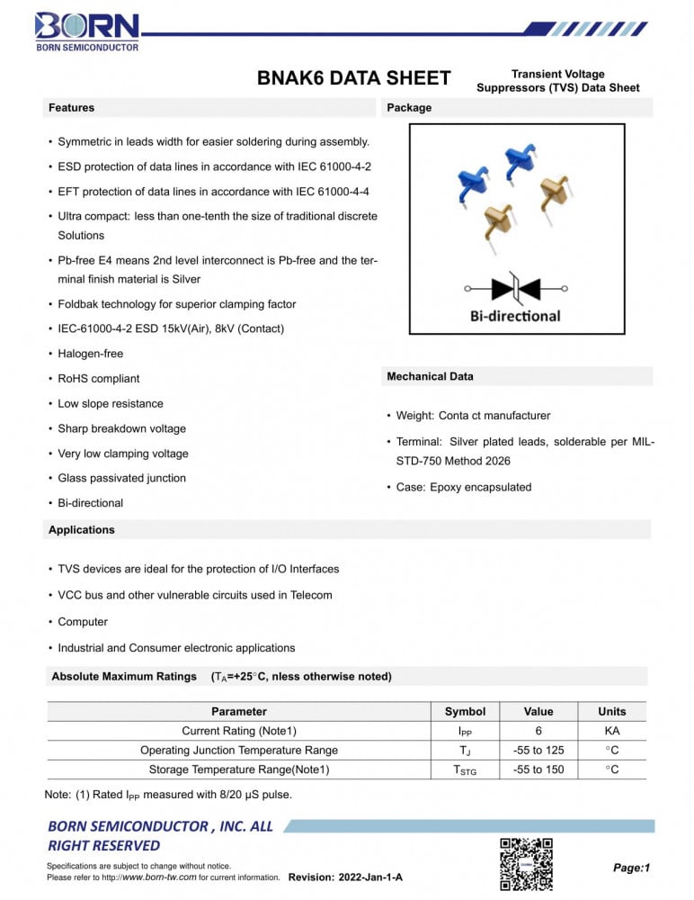 BNAK6 datasheet page 1