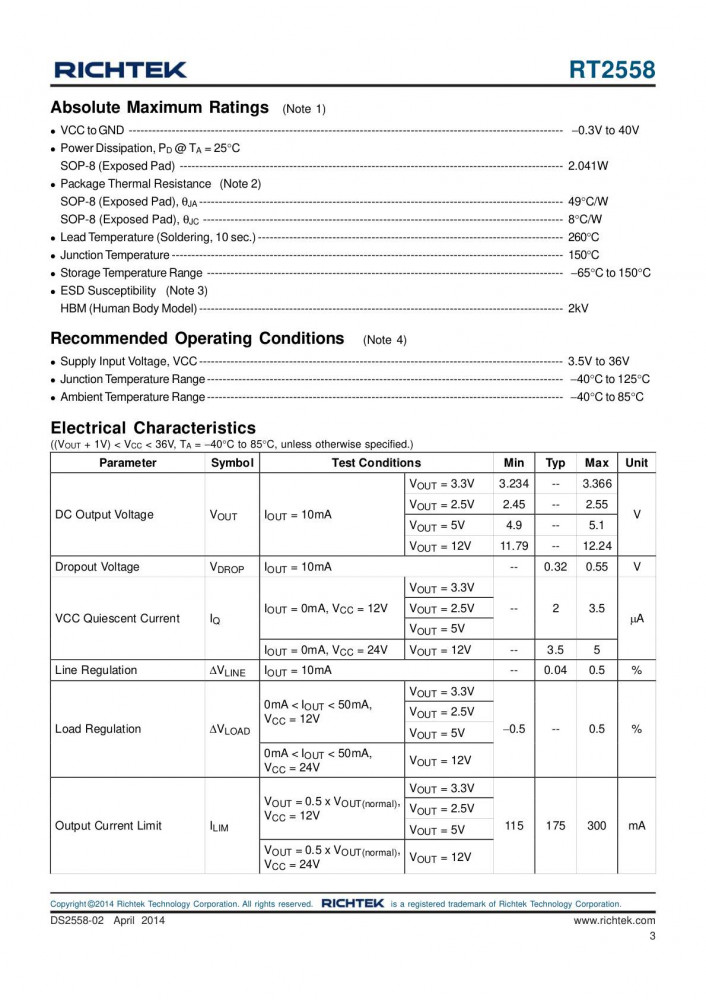 RT2558 datasheet page 3