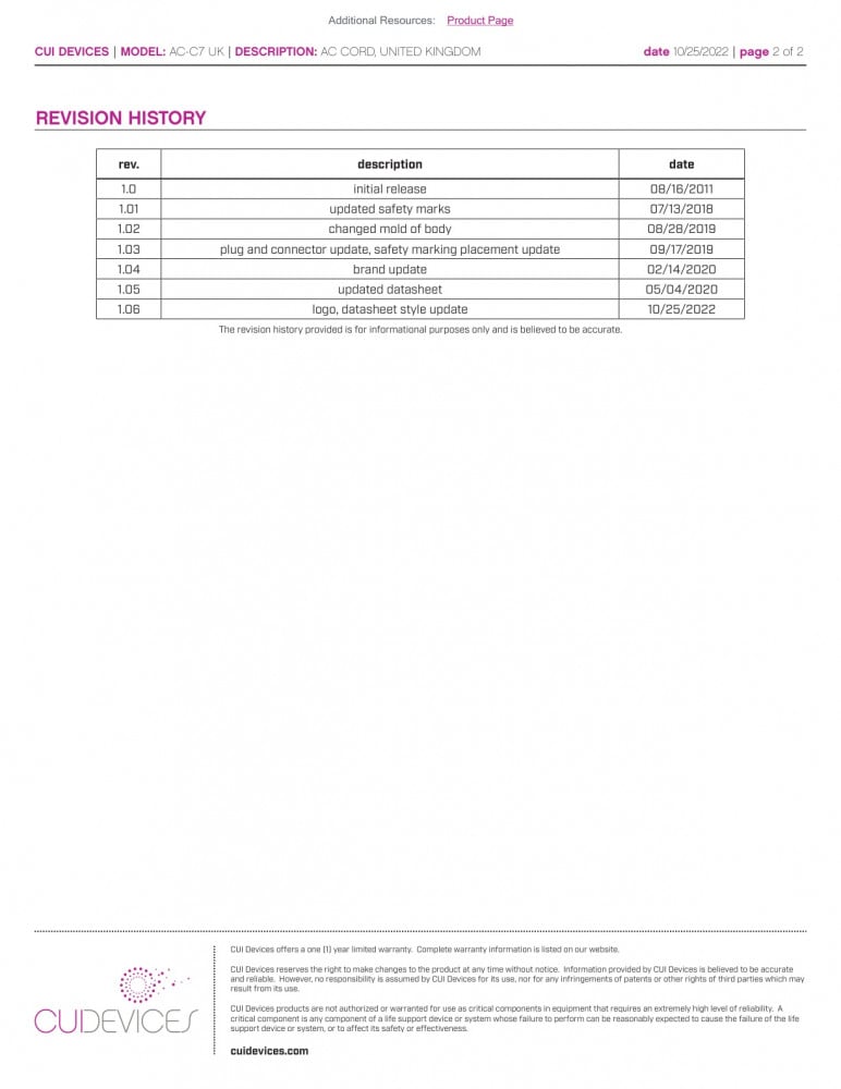 AC-C7 UK technical document page 2