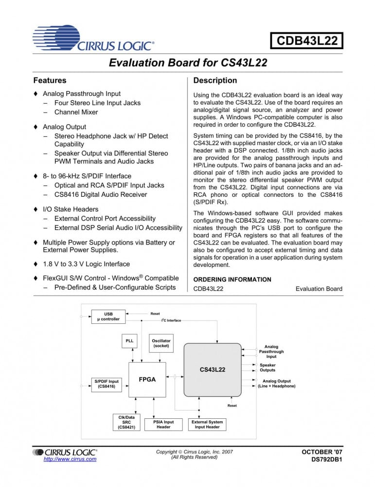CDB43L22 technical document page 1