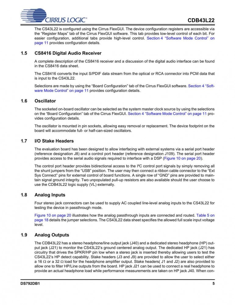 CDB43L22 technical document page 5