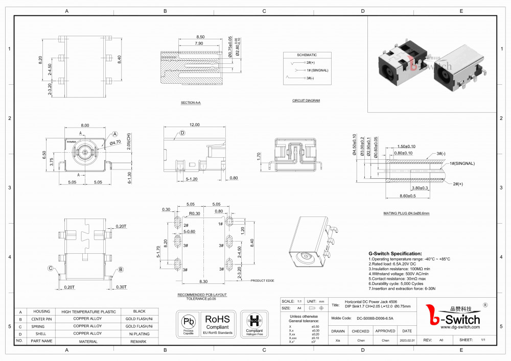 G-Switch DC-S008B-D006-6.5A technical document preview