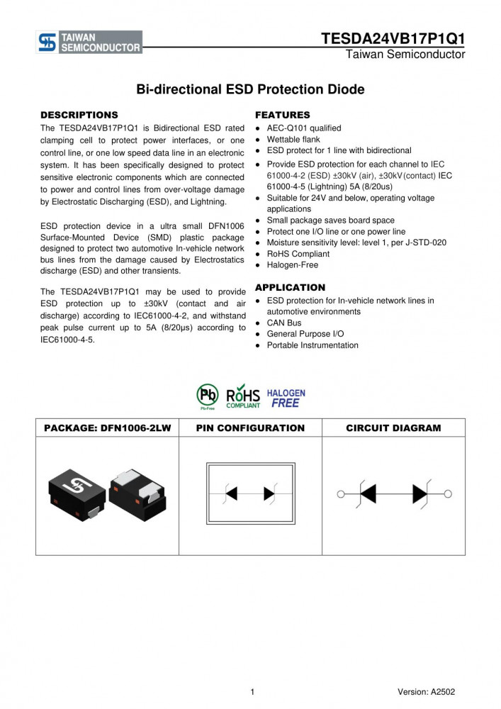 TESDA24VB17P1Q1 datasheet page 1