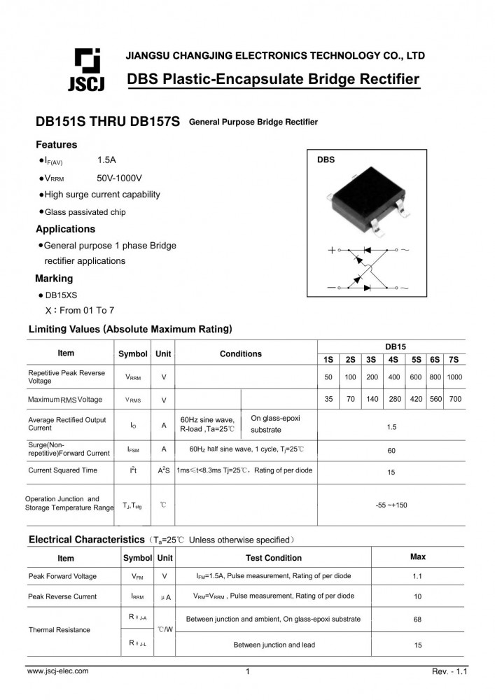 JSCJ DB156S datasheet page 1