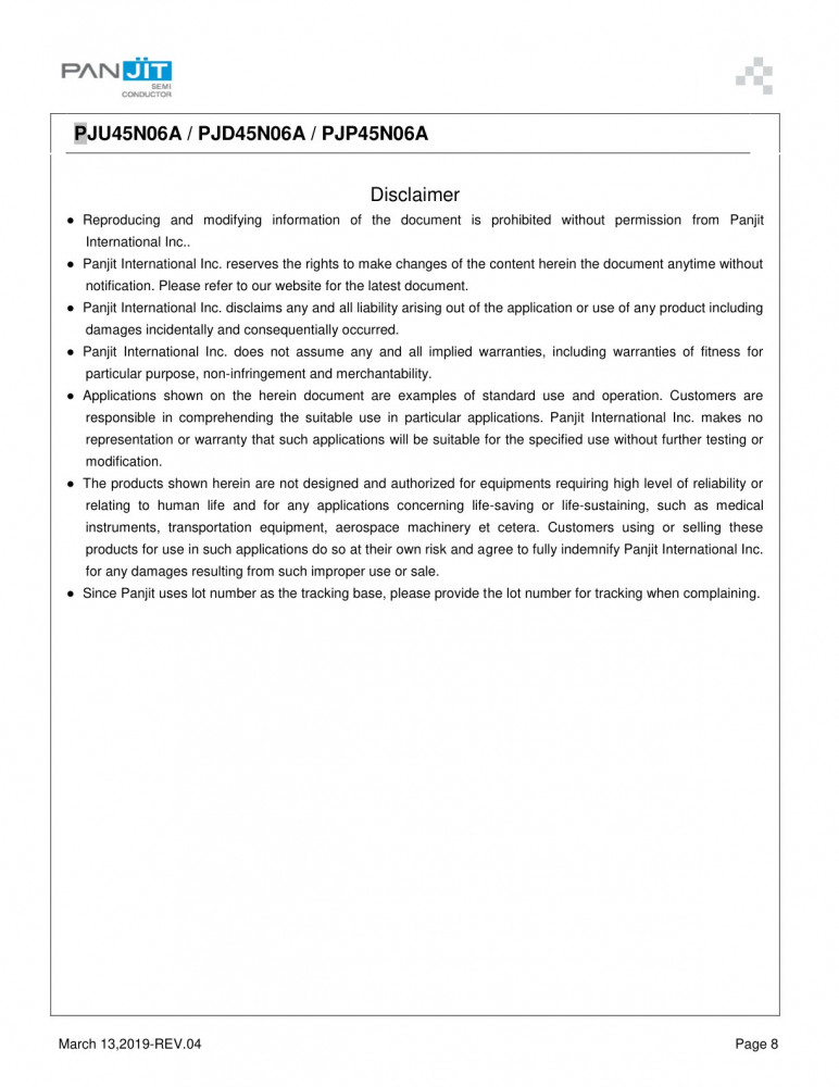 PANJIT PJP45N06A datasheet page 8